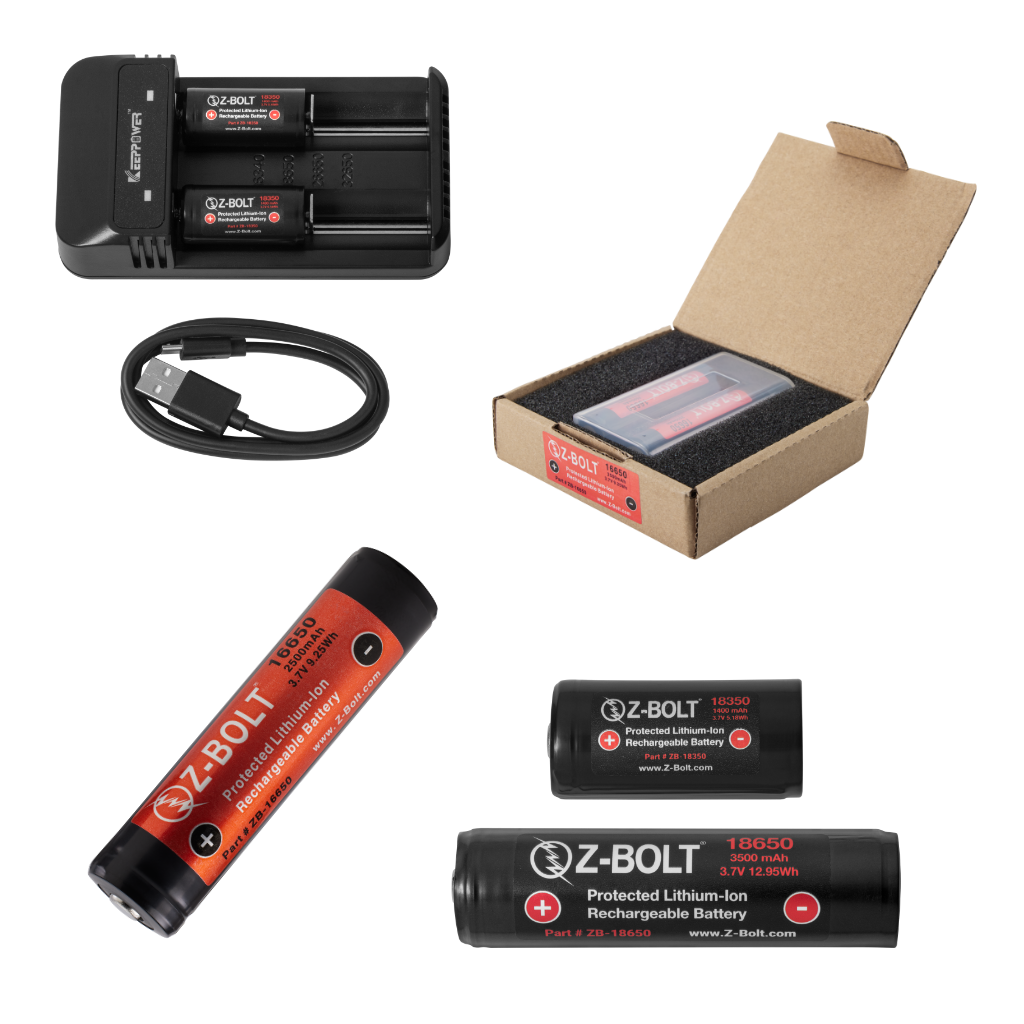 Rechargeable Batteries 18350, 18650, CR123A – Z-BOLT® Electro-Optics